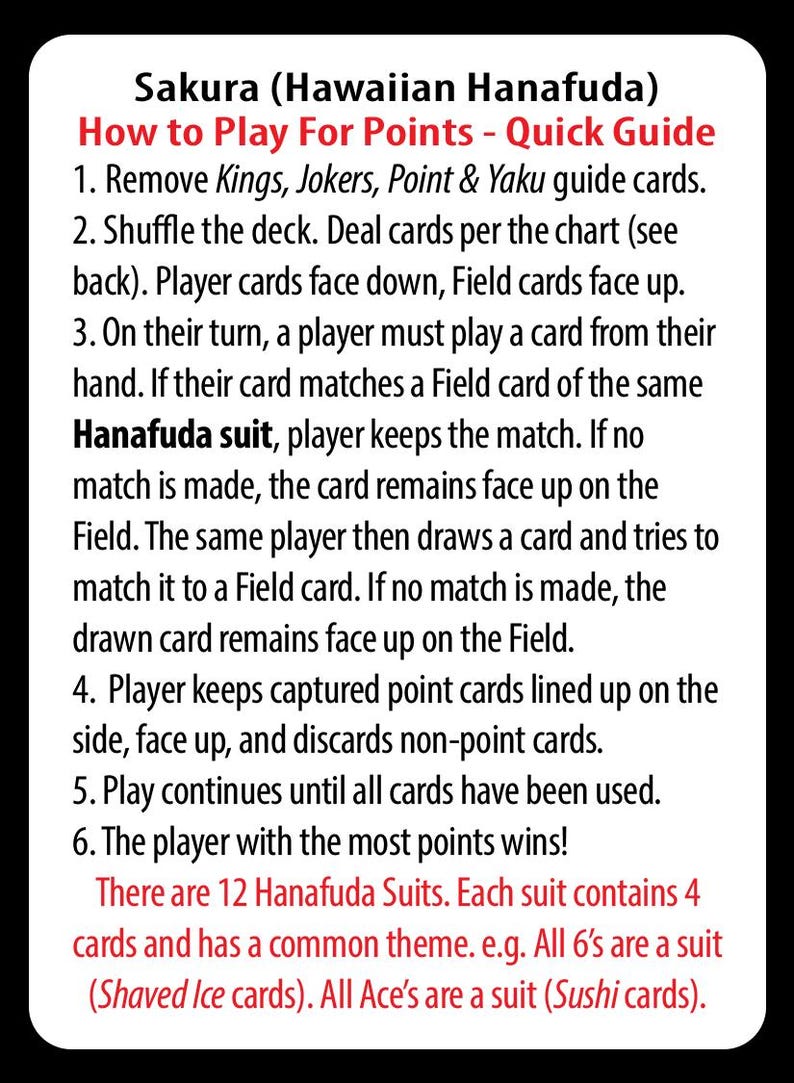 Sakura Printable Backup Bundle – Points & Yaku Guide | Dealer Table Cheat Sheet, How to Play ...