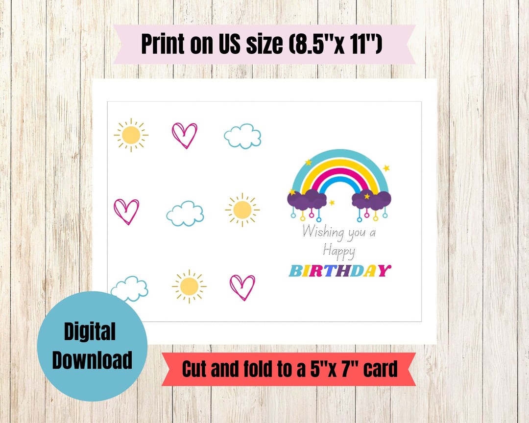 Happy Birthday Printable Greeting Card - Etsy