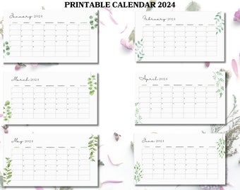 Minimalist 2024 Printable Nature Calendar Digital Planner Downlaoded ...