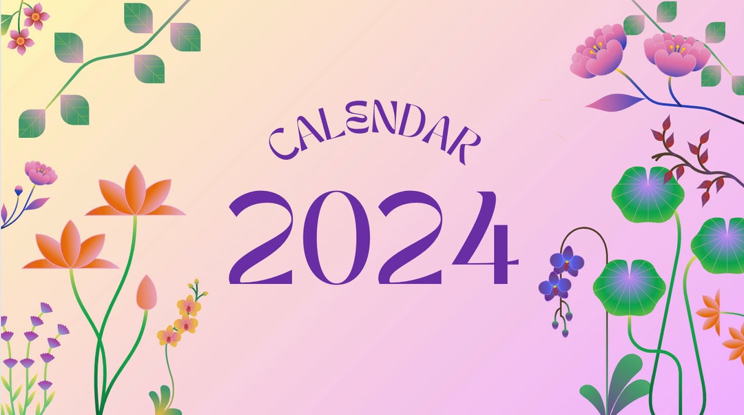 2024 Printable Calendar-pastel Floral Theme - Etsy