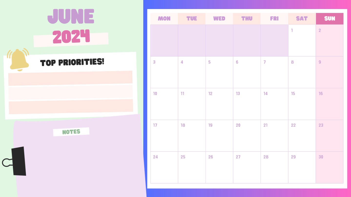 2024 Printable Calendar Pastel Cute Girly Calendar - Etsy