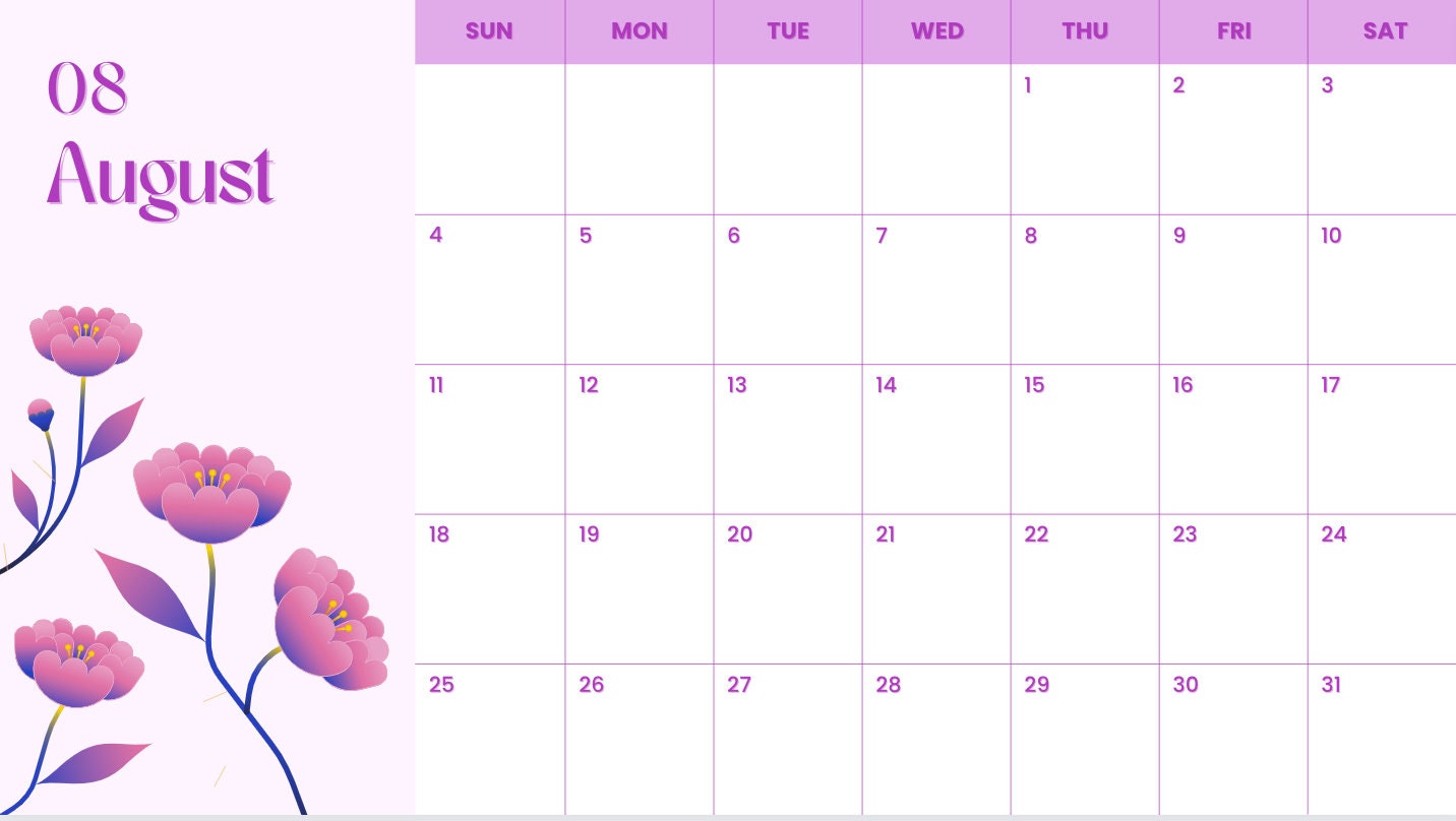 2024 Printable Calendar-pastel Floral Theme - Etsy