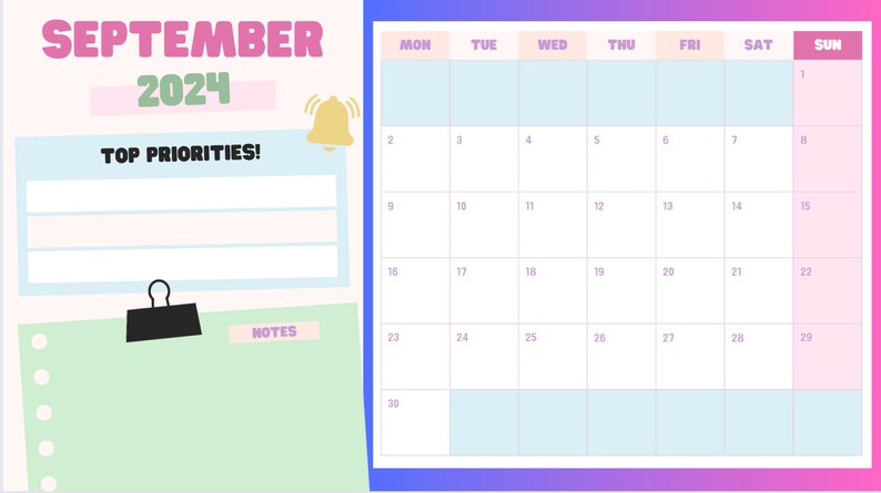 2024 Printable Calendar Pastel Cute Girly Calendar - Etsy