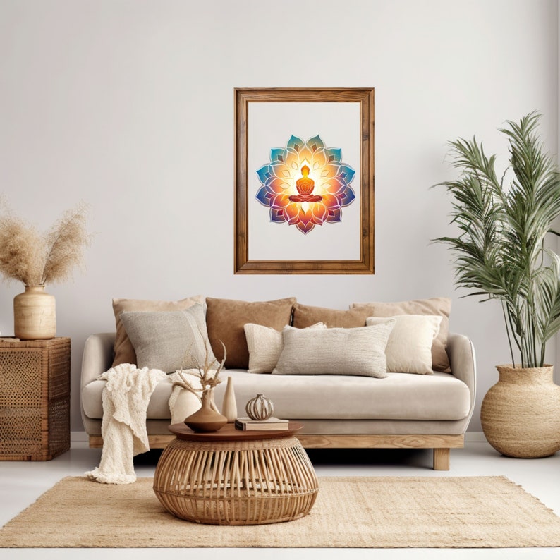 Chakra Harmony Lotus, Meditative Yoga Pose Wall Art Print, Spiritual ...