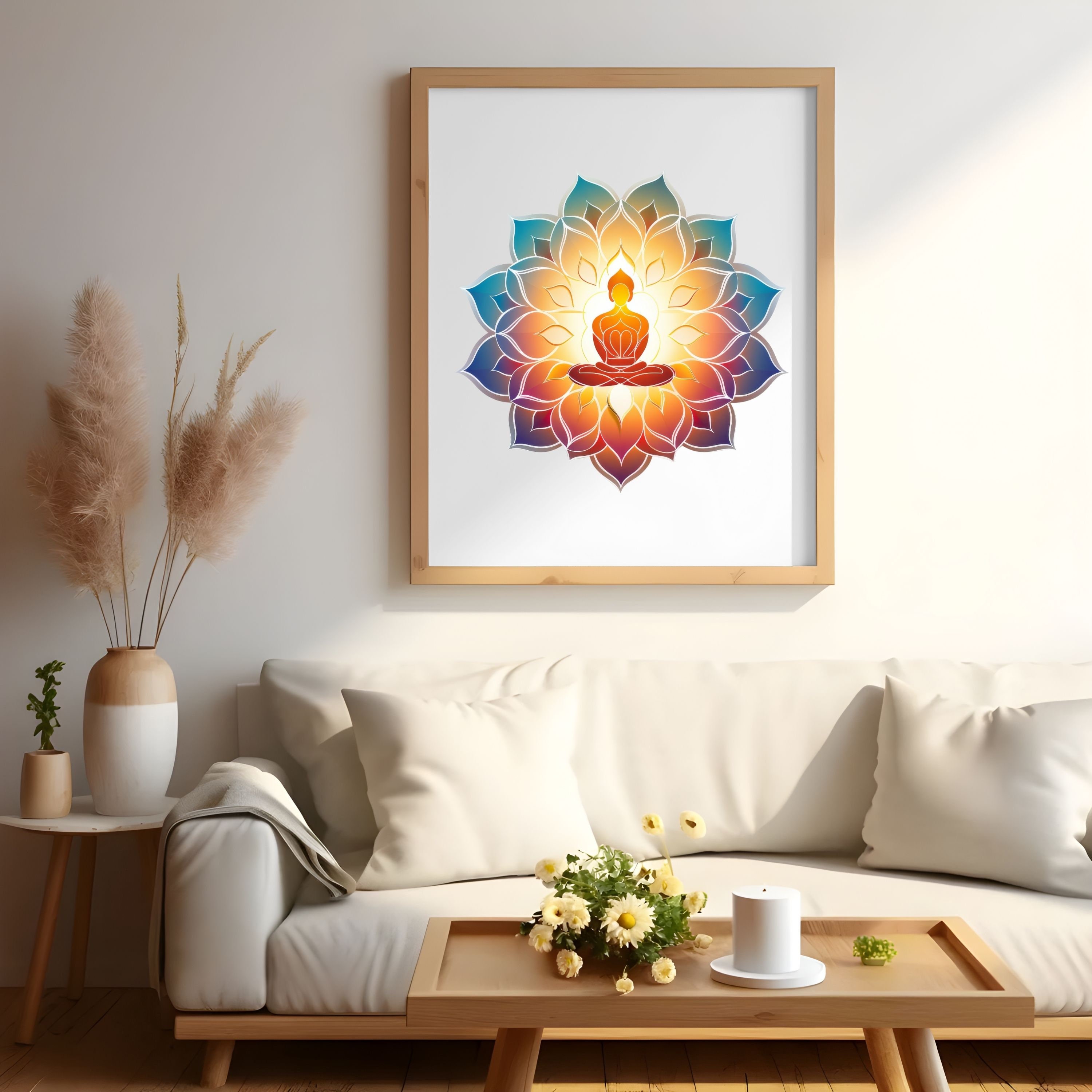 Chakra Harmony Lotus, Meditative Yoga Pose Wall Art Print, Spiritual ...