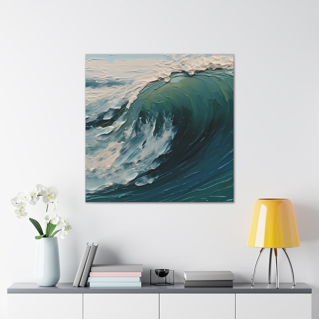 Impasto Ocean Wave Motif Painting Print on Cotton Canvas - Etsy