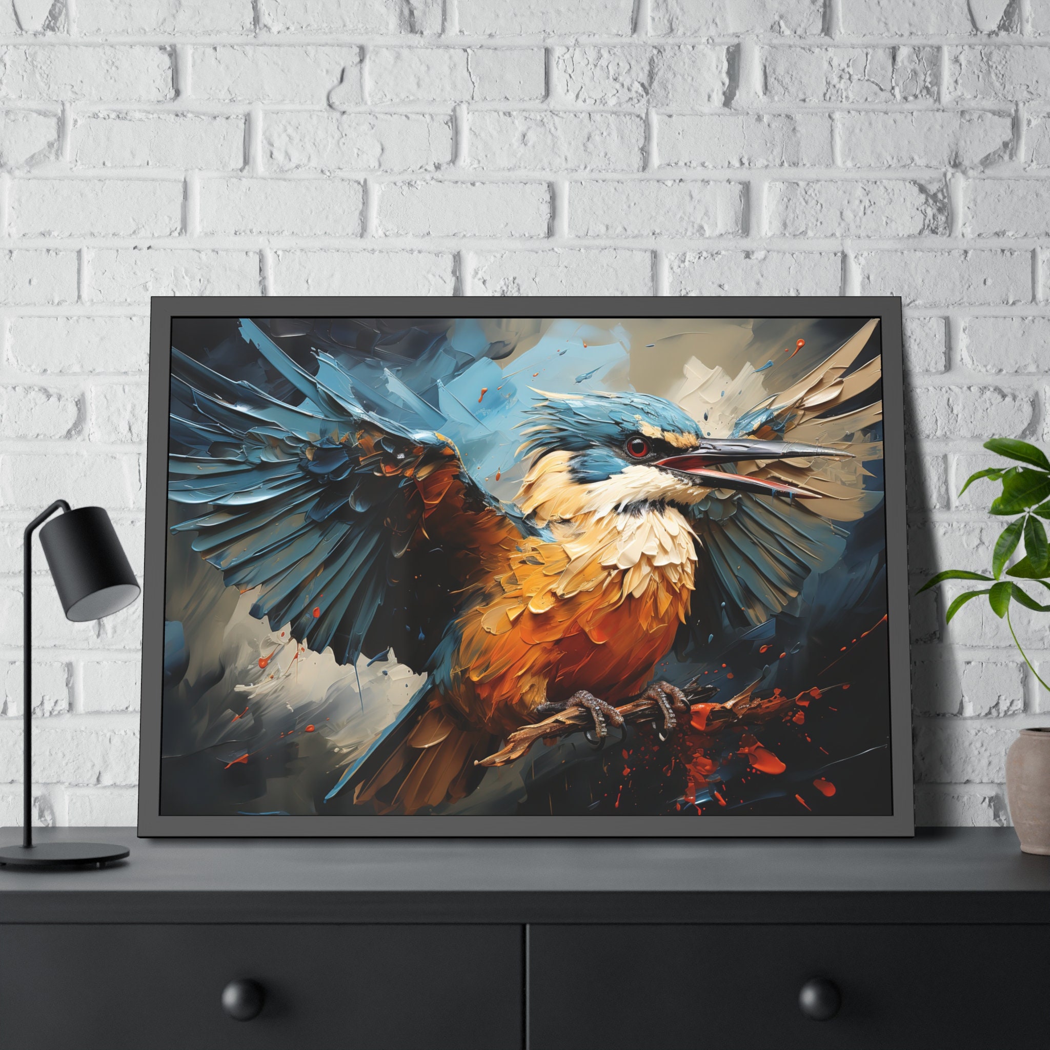 Framed Kingfisher Painting Print Museum Quality Poster Under Plexiglass Modern Nature Decor ...