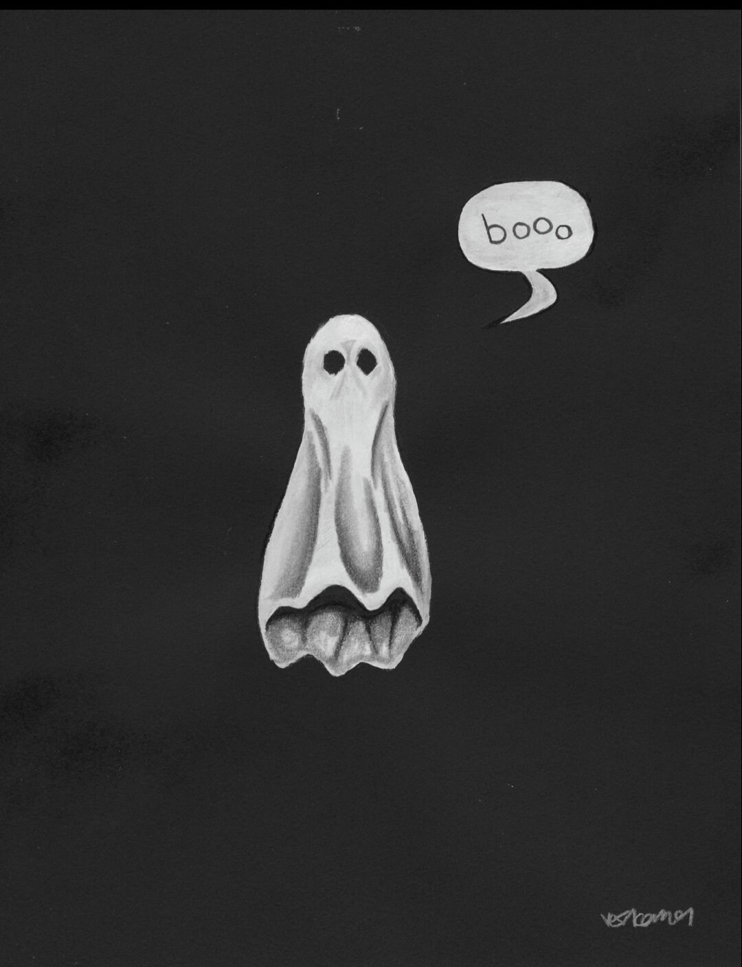Spooky Ghost - Original Ink and Charcoal Artwork - Etsy
