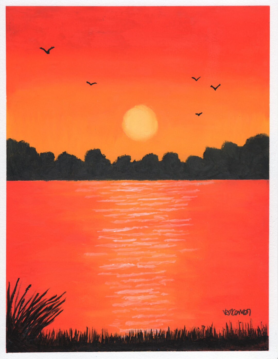 Red Sunset - Original Pastel Artwork - Etsy UK