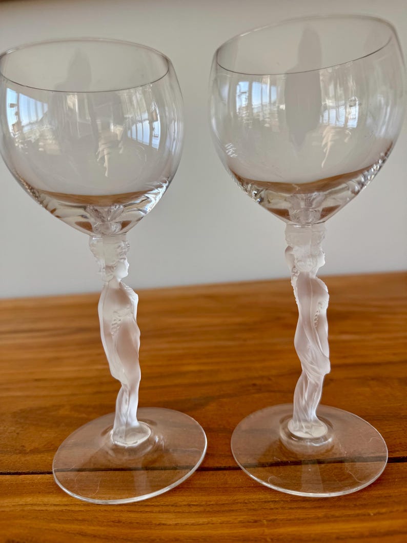 French Vintage Bayel Crystal Nude Stem Wine Glasses - Etsy