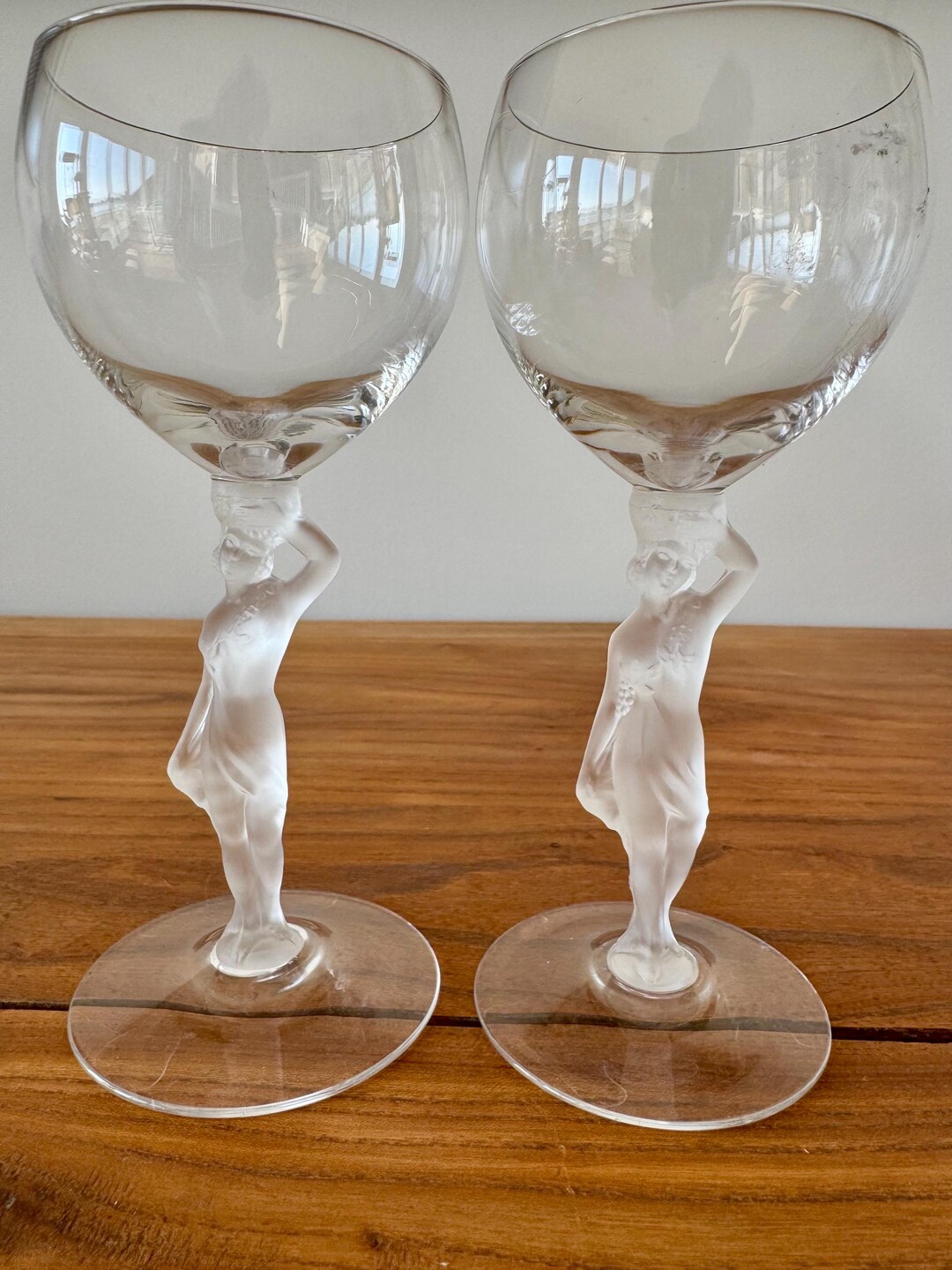 French Vintage Bayel Crystal Nude Stem Wine Glasses - Etsy