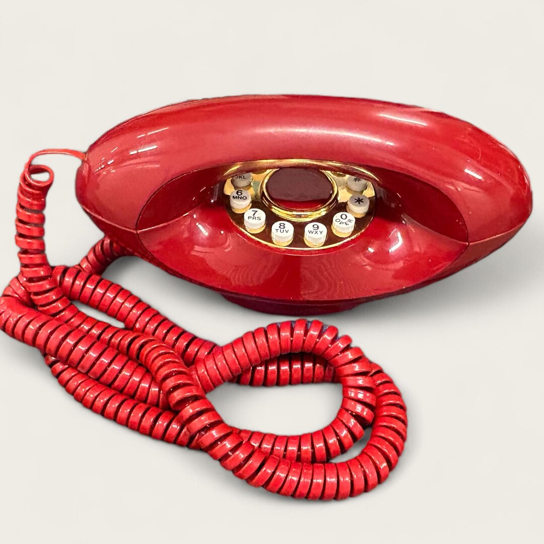 Vintage Space Age 1970s Red Genie Telephone Push Button Landline WORKS ...