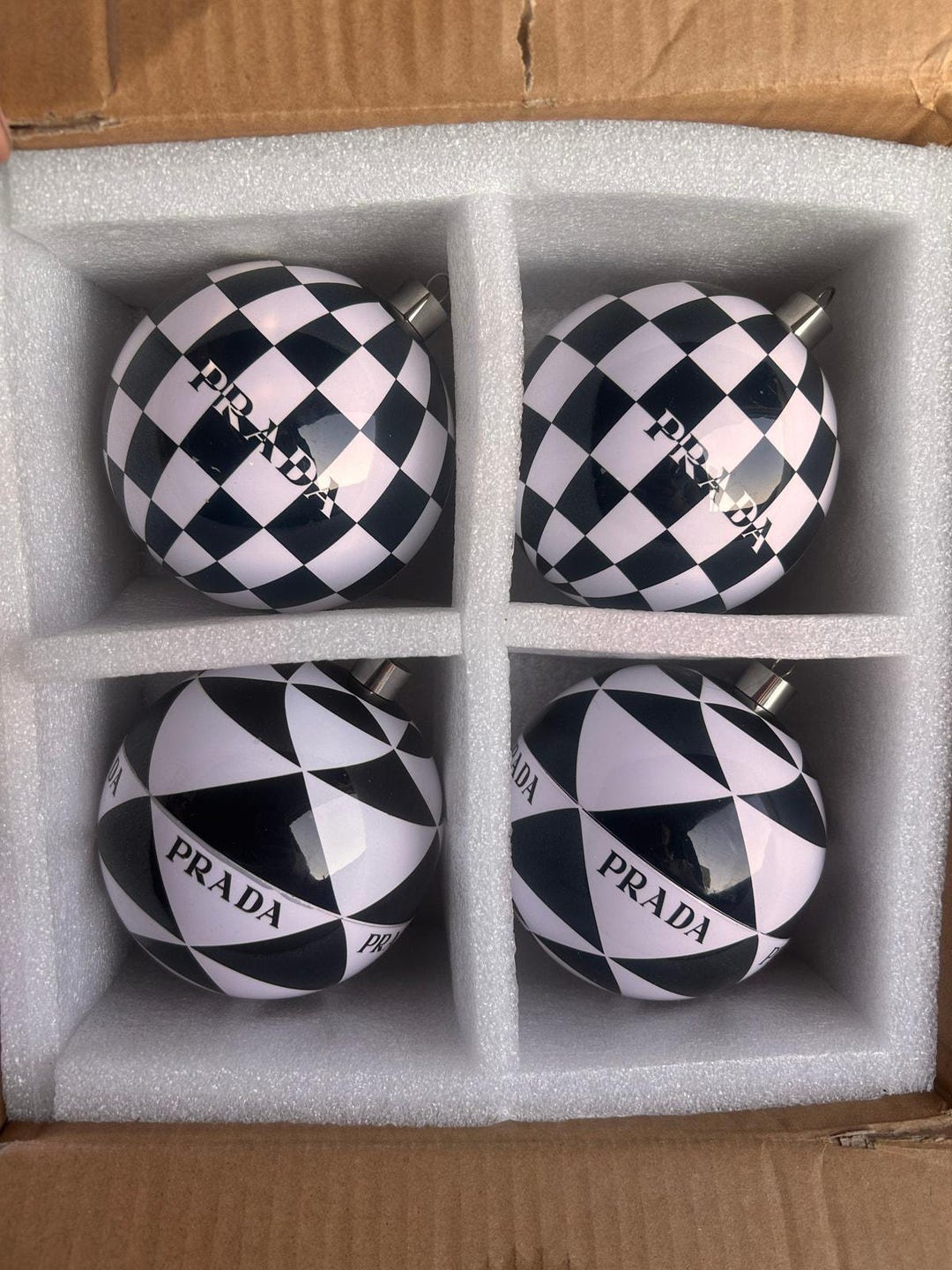 Rare Prada Christmas Ornaments: Black & White Glass Collectibles - Etsy
