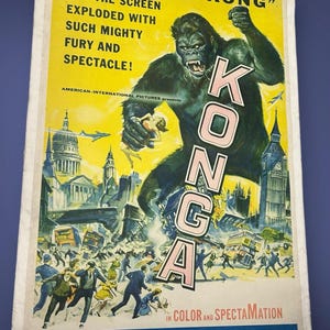 HUGE RARE Original 1960s Konga Two Sheet Movie Poster 40x60 Linen ...