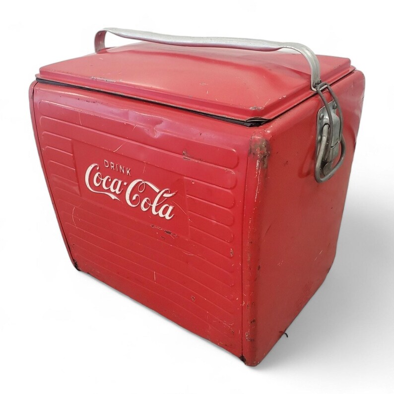 Vintage 1950s Coca Cola Metal Soda Pop Cooler Ice Chest Collectible ...