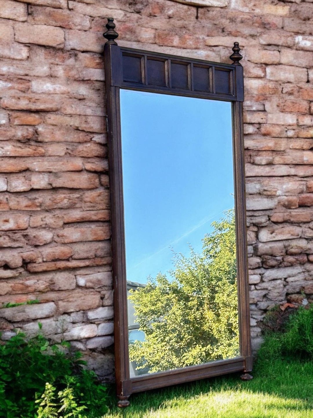 Vintage Mid-century Wooden Wall Mirror With Finials-colonial Revival ...