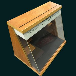 Vintage Mid Century Timex Display Case Wooden/glass Watches Jewelry ...