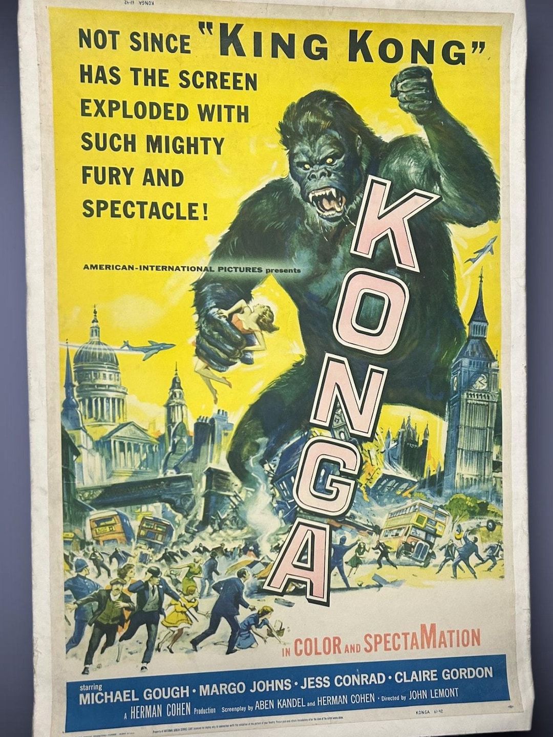 RARE Original 1960s Konga Two Sheet Movie Poster 40x60 Linen Backed ...