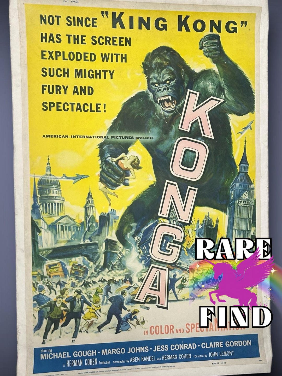 HUGE RARE Original 1960s Konga Two Sheet Movie Poster 40x60 Linen ...