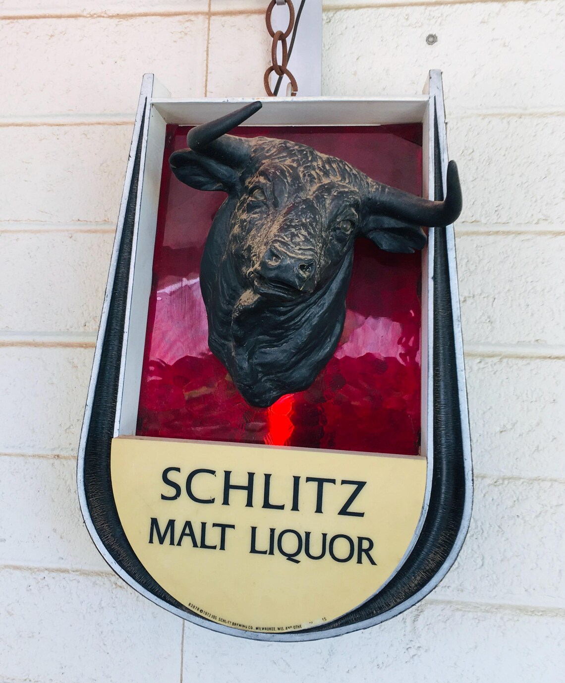 Vintage 1978 Schlitz Malt Liquor 3-D Bull Bar Sign Lighted Bar Display ...