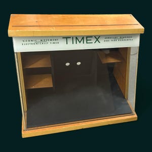 Vintage Mid Century Timex Display Case Wooden/glass Watches Jewelry ...