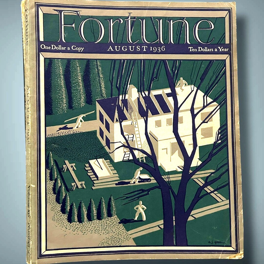 Vintage August 1936 Fortune Magazine – Art Deco Cover – Vibrant Print ...