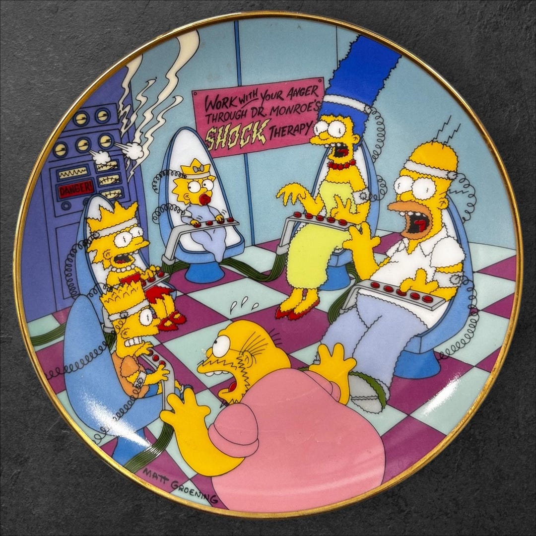 The Simpsons Collectable Porcelain 8 Plate family Therapy 1992 Vintage ...
