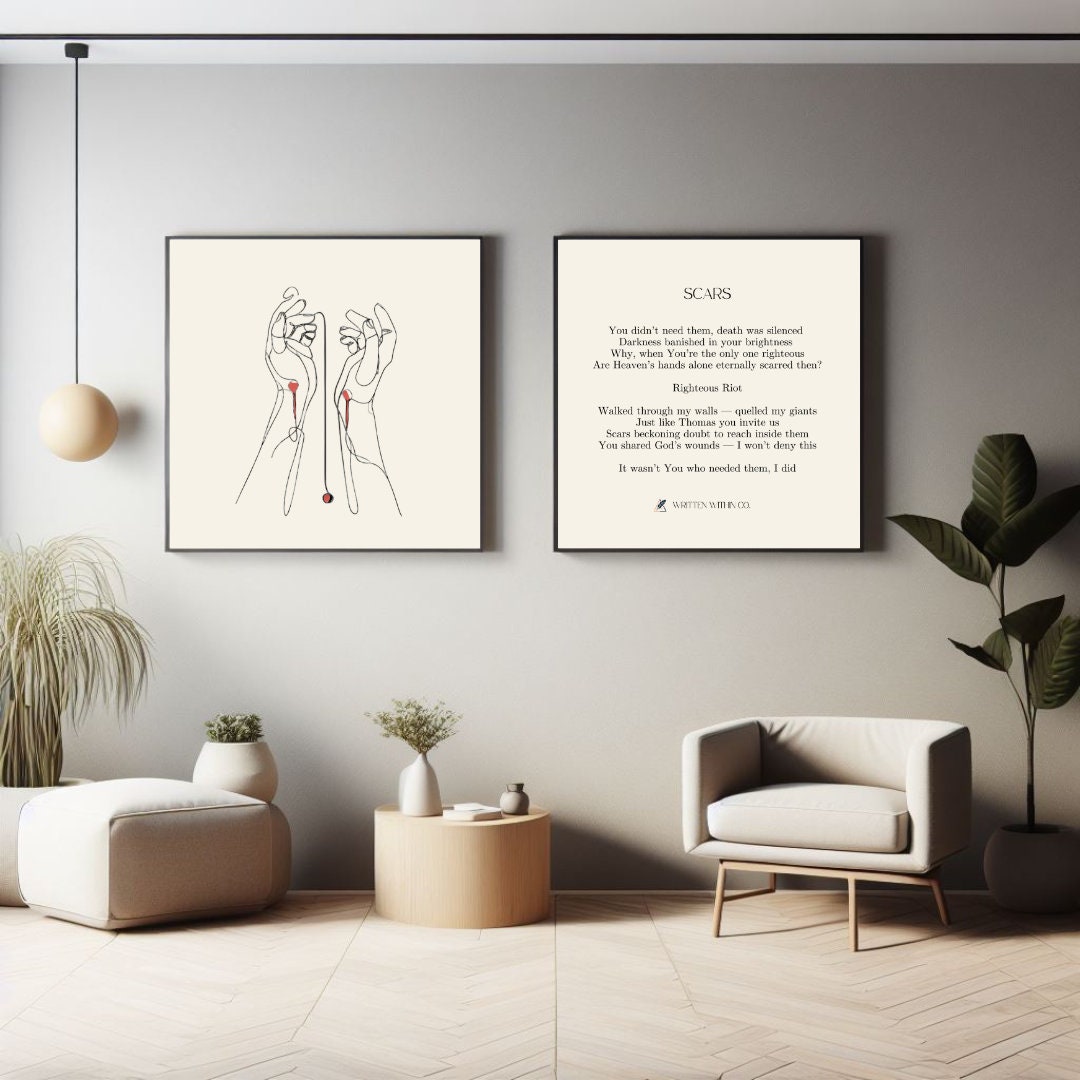 SCARS Bundle: Jesus & Thomas Poem Line Art Print Christian Faith Decor ...