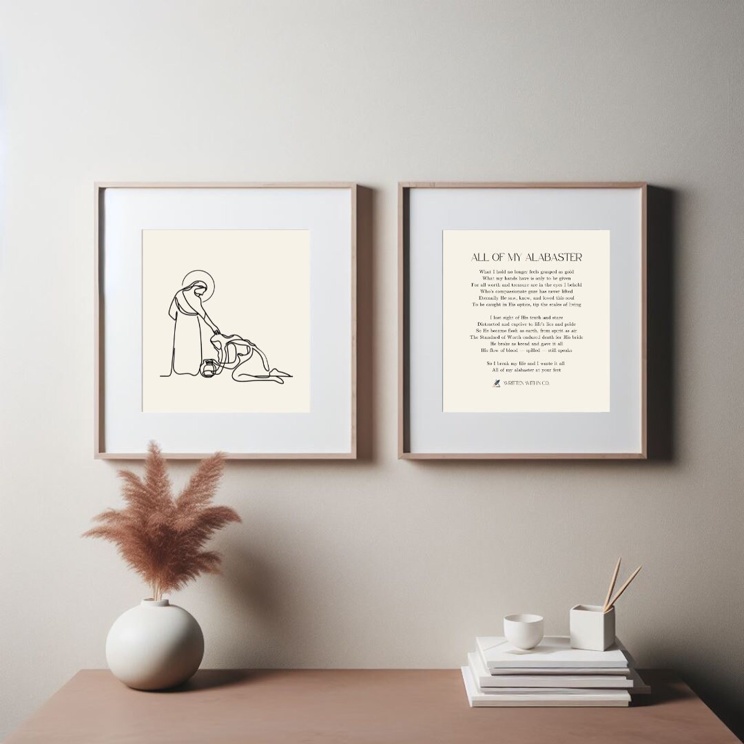 Alabaster Bundle: Line Art Illustration Poem Print Christian Boho Decor ...