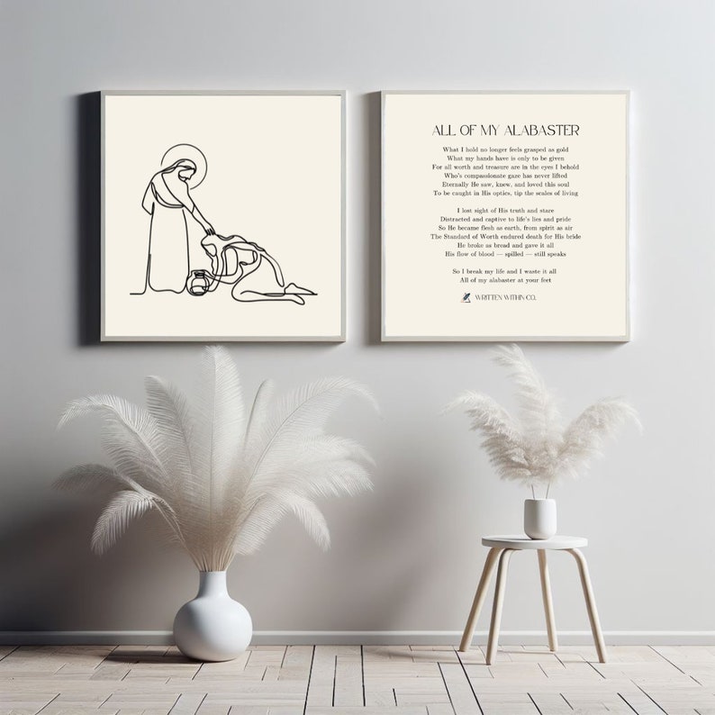 Alabaster Bundle: Line Art Illustration Poem Print Christian Boho Decor ...
