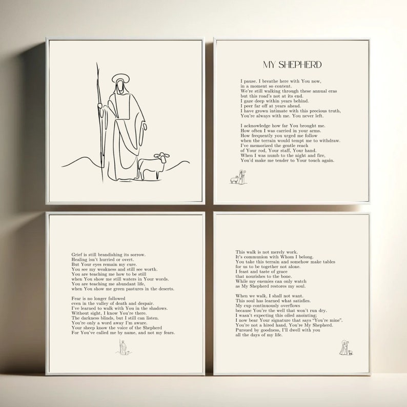 My Shepherd Psalm 23 Art & Poem Jesus Good Shepherd Christian Faith ...