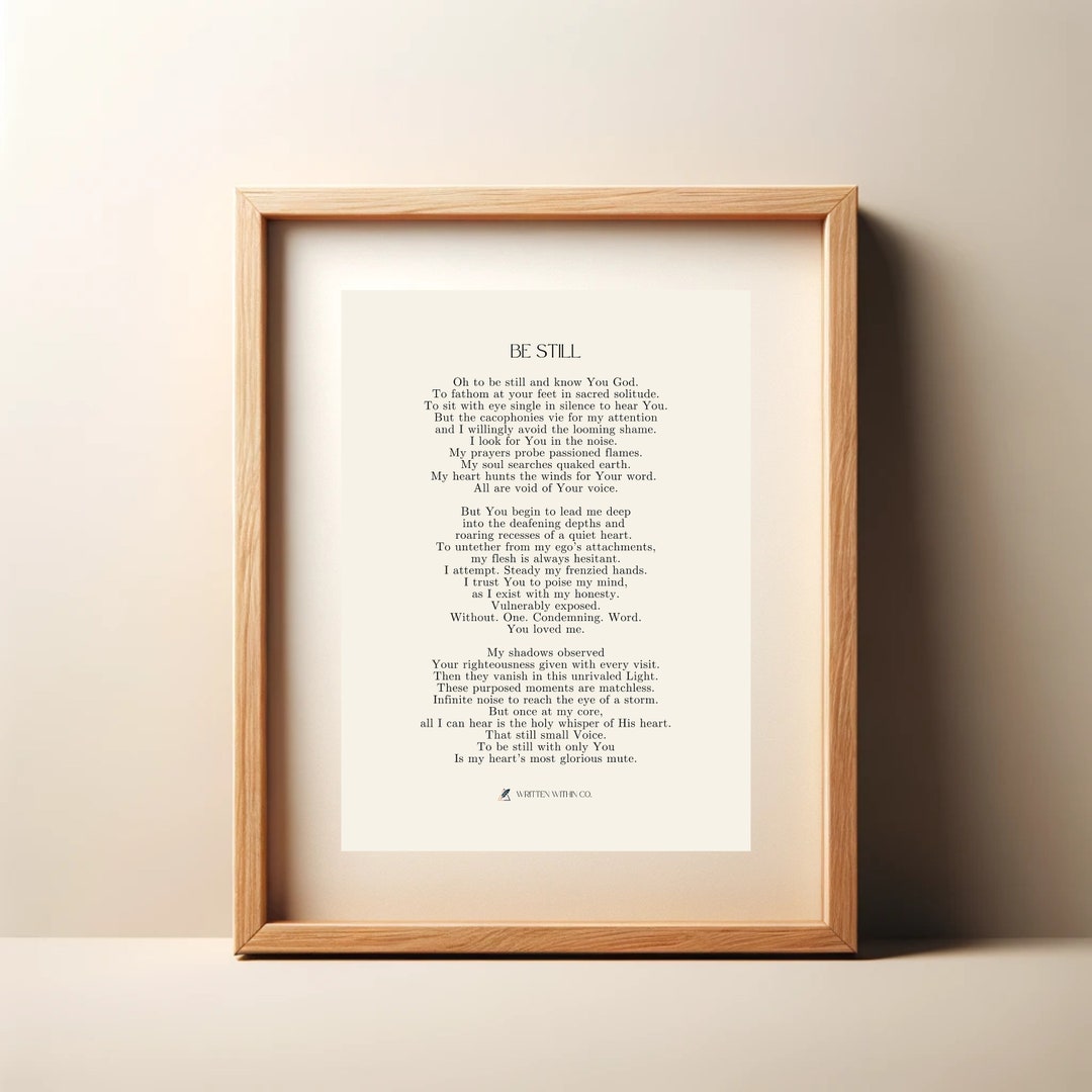 Be Still and Listen Poem Print Divine Whisper Gods Peace Christian ...
