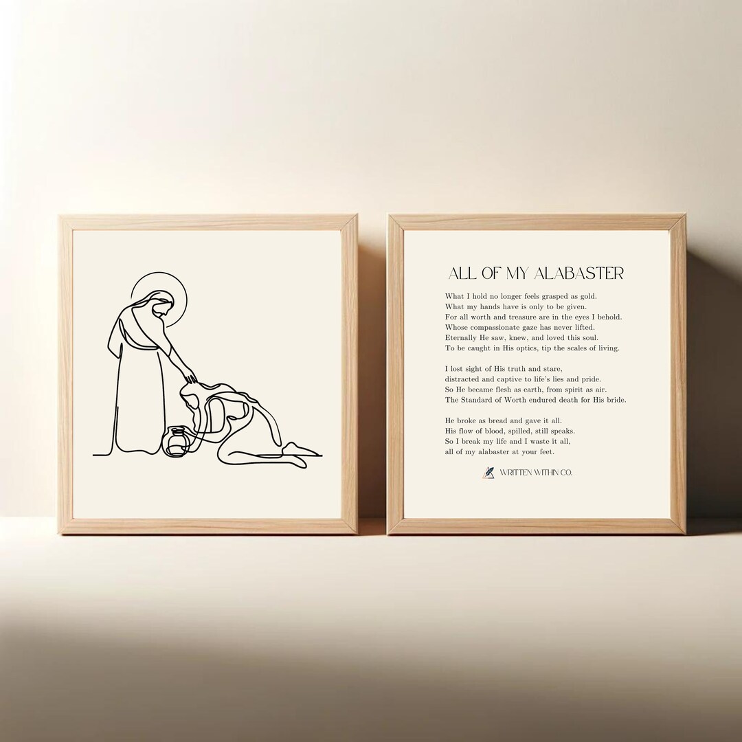 Alabaster Bundle: Line Art Illustration Poem Print Christian Boho Decor ...