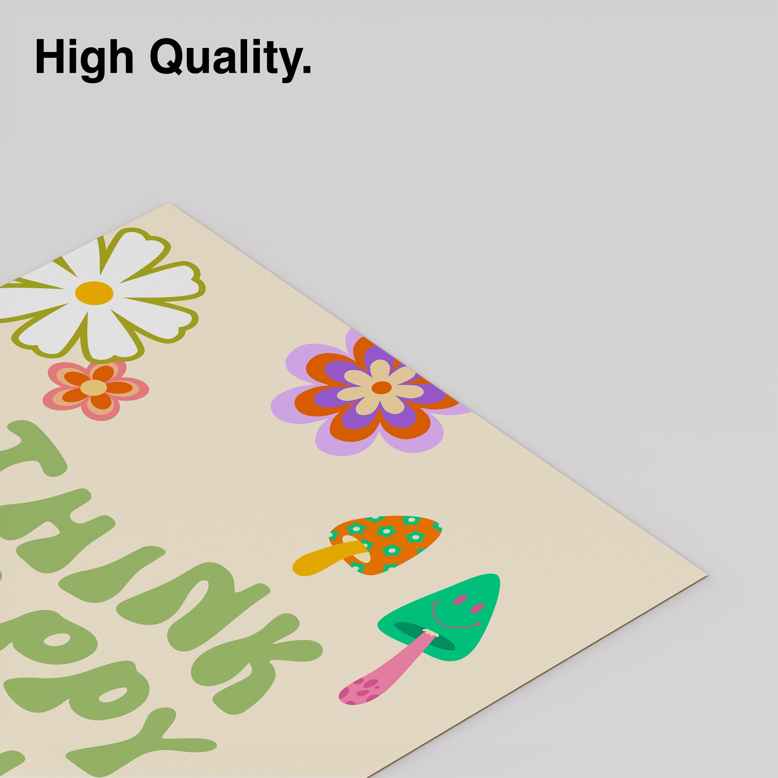 Think Happy Thoughts, Retro Print, Trendy Wall Art, Dorm Room Decor ...