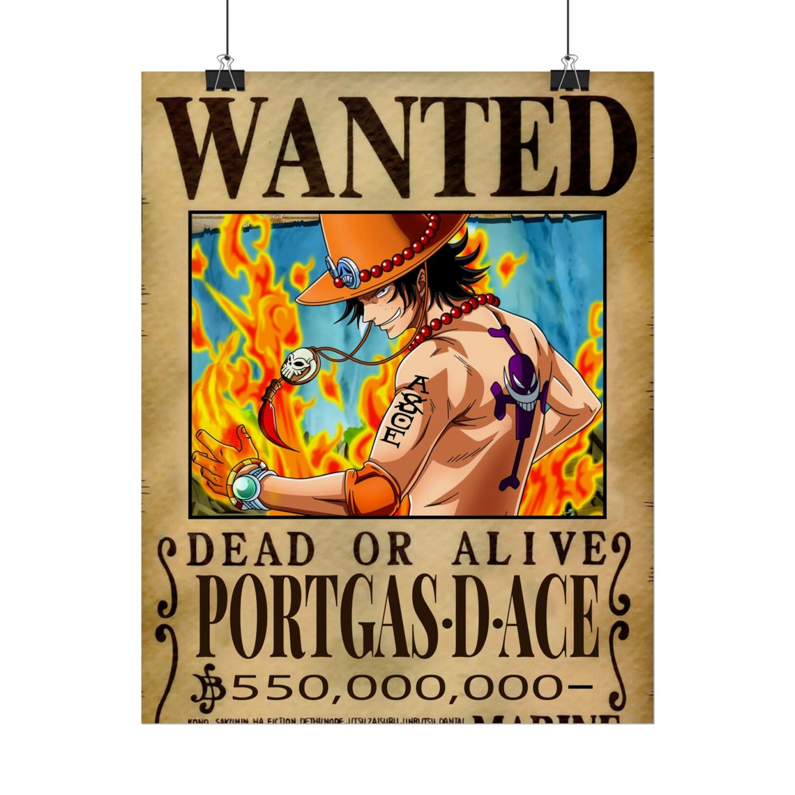 Portgas D Ace Bounty One Piece Bounty Posters Room Art Wall Art - Etsy