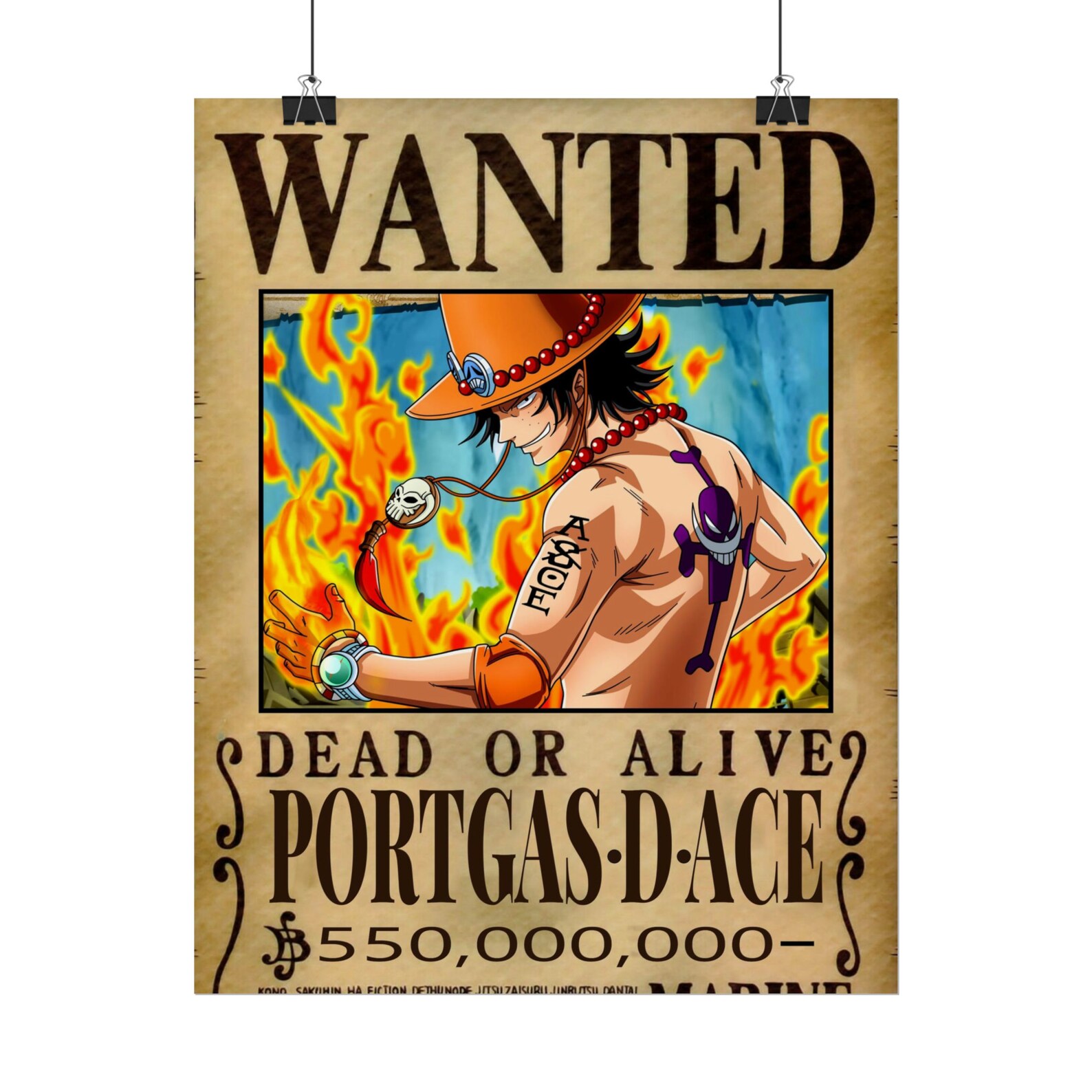 Portgas D Ace Bounty One Piece Bounty Posters Room Art Wall Art - Etsy