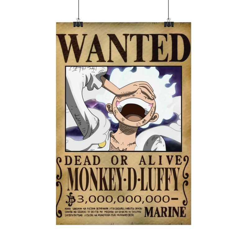 Monkey D Luffy Gear 5 Bounty One Piece Bounty Posters Room Art Wall Art ...