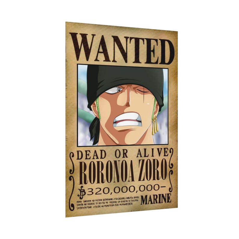 Roronoa Zoro Bounty - One Piece Bounty Posters - Room Art - Wall Art - Etsy