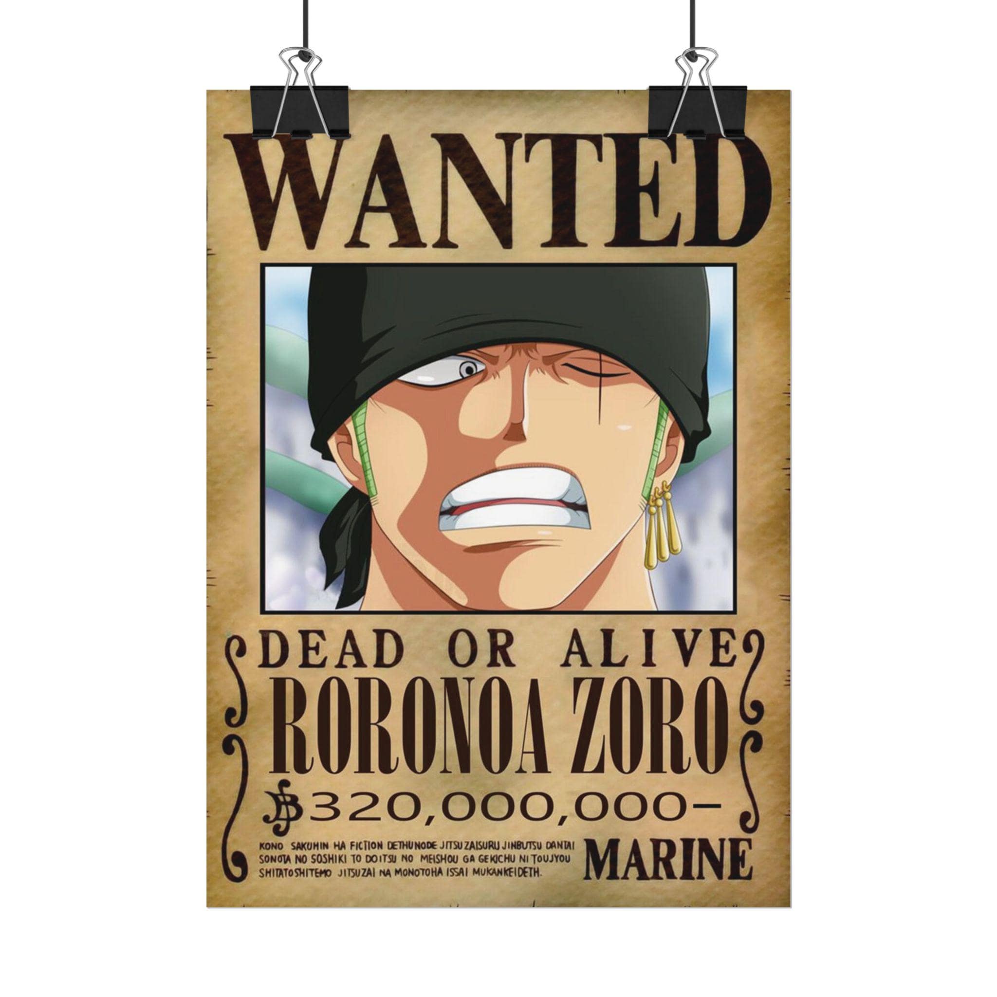 Roronoa Zoro Bounty - One Piece Bounty Posters - Room Art - Wall Art - Etsy