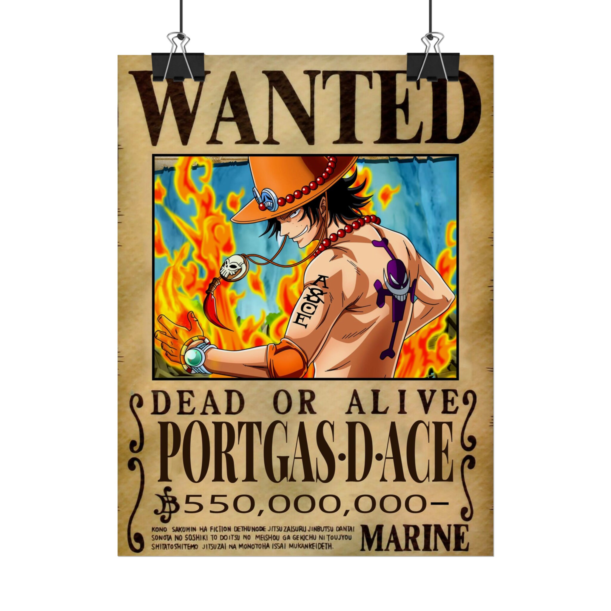 Portgas D Ace Bounty One Piece Bounty Posters Room Art Wall Art - Etsy