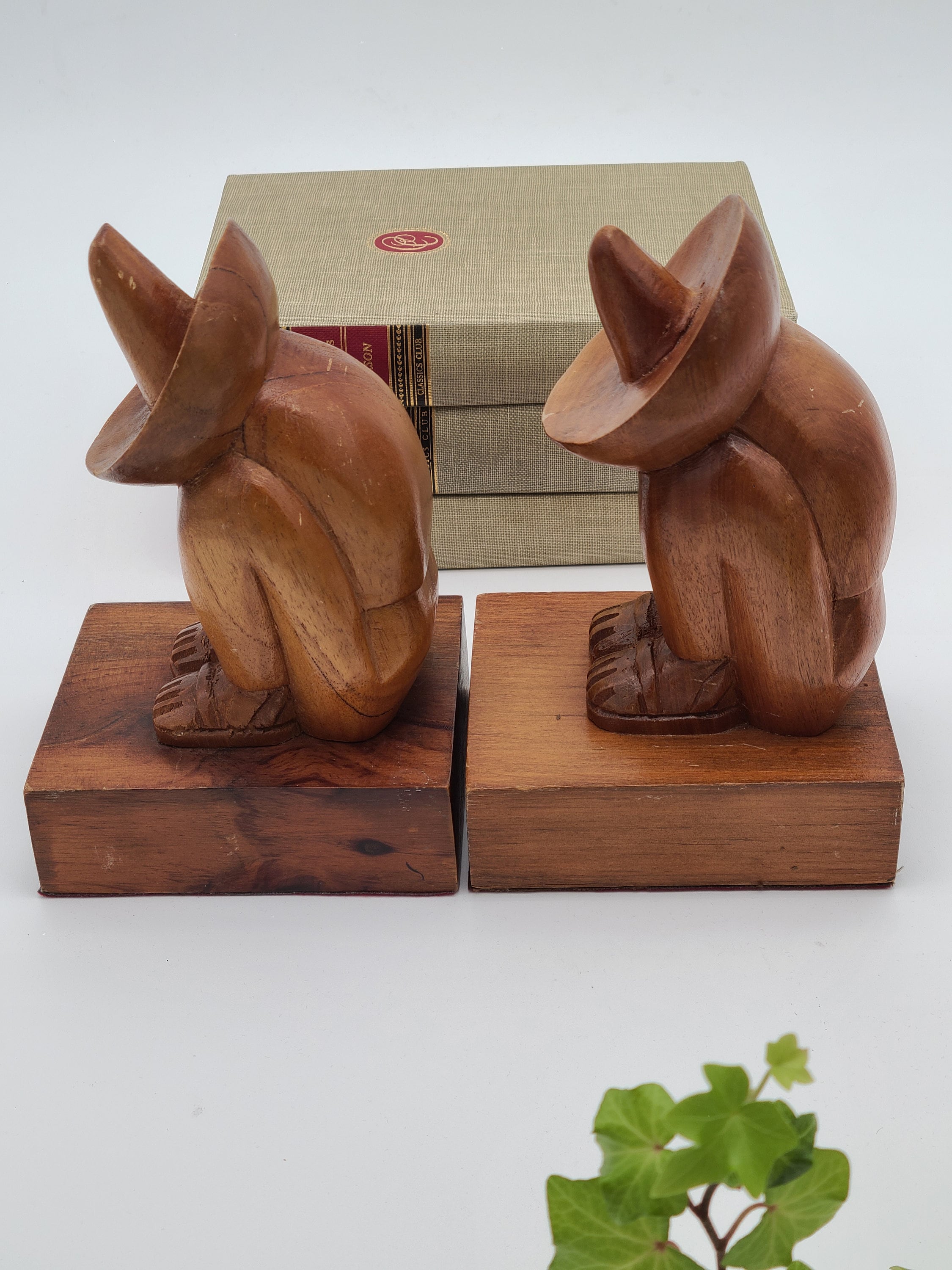 Vintage Wood Bookends Mexico Artist Signed D. Pedraza Hand Carved - Etsy