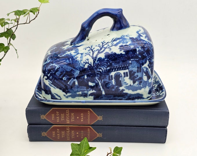 Vintage Victoria Ware Flow Blue/white Ironstone Cheese Keeper - Etsy