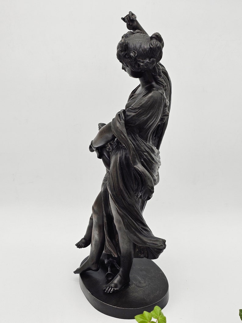 Antique Classical Cast Metal Statue Sculpture Maiden and Child Bronze ...