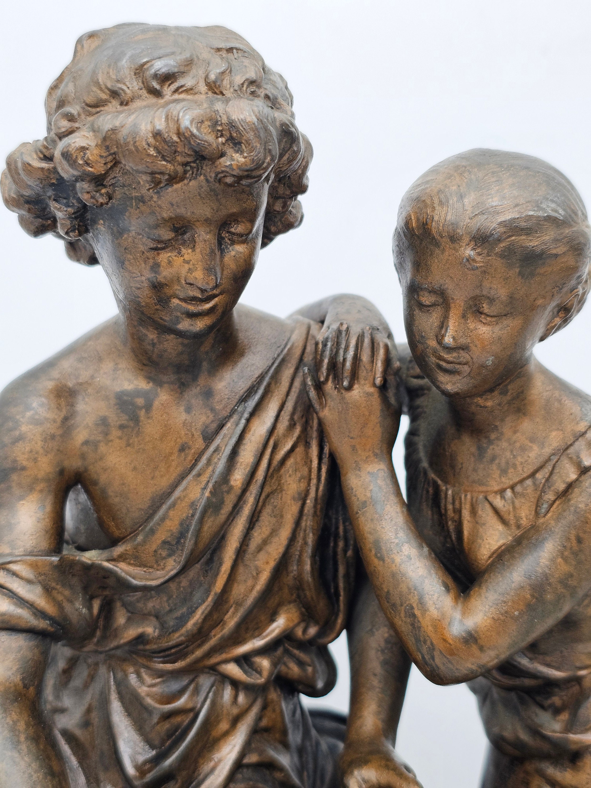 Antique Cast Metal Sculpture With Shepherd, Maiden and Goat - Etsy