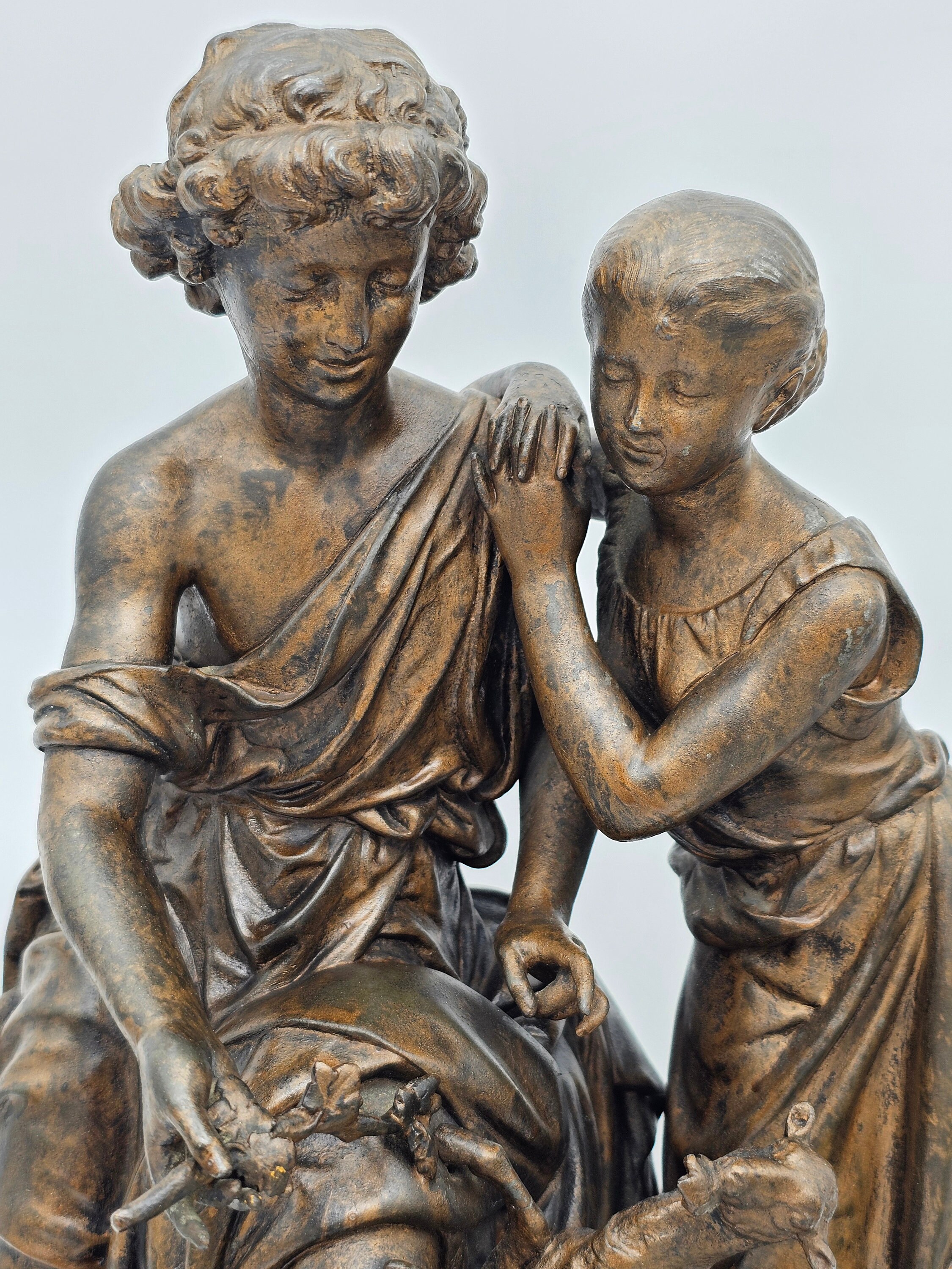 Antique Cast Metal Sculpture With Shepherd, Maiden and Goat - Etsy