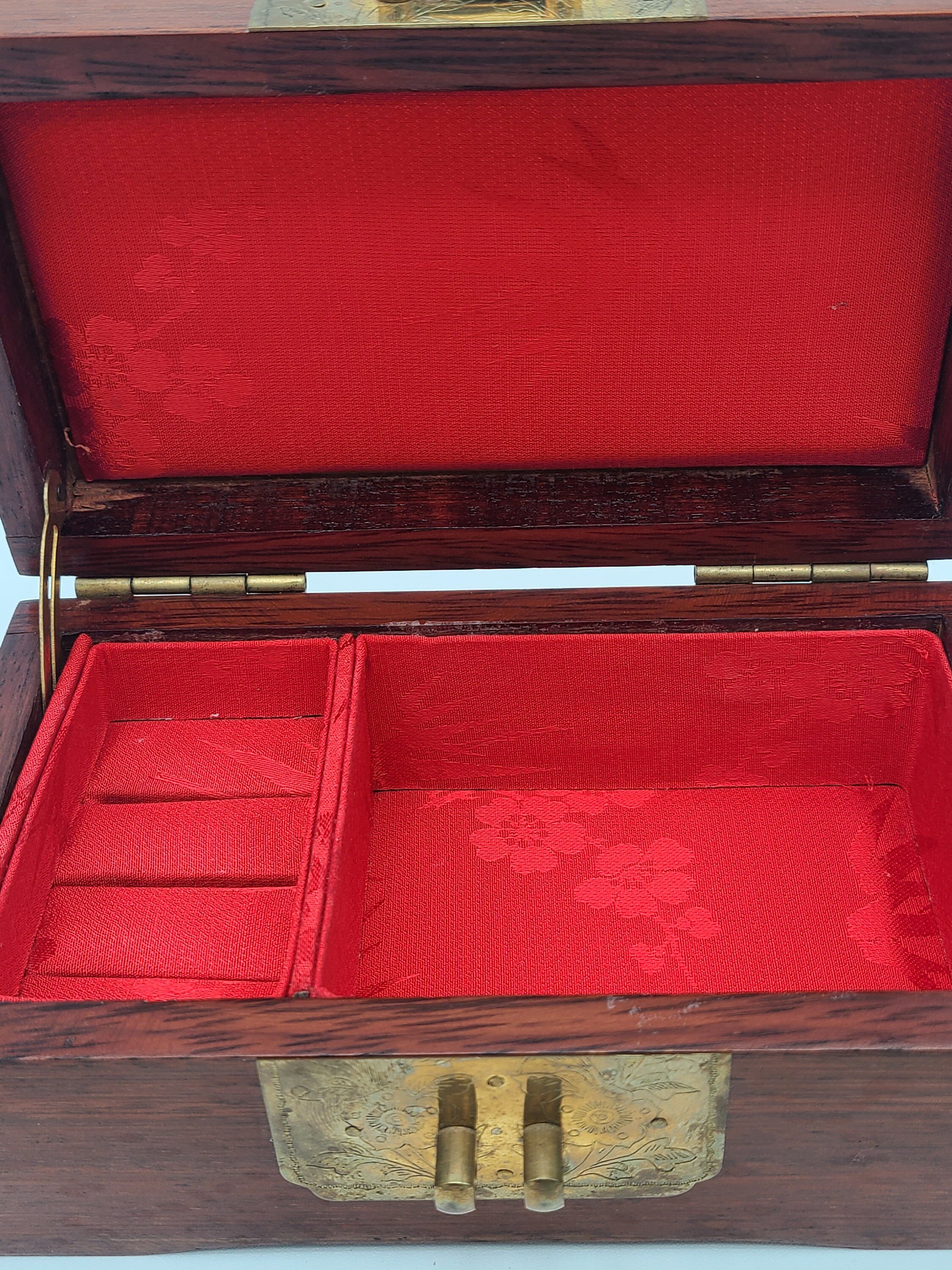 Vintage Chinese Wood Jewelry Box With Brass Fittings - Etsy