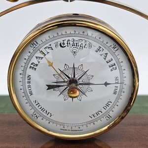 Vintage 1960s MCM Brass and Wood Ship's Barometer With Globe Made in ...