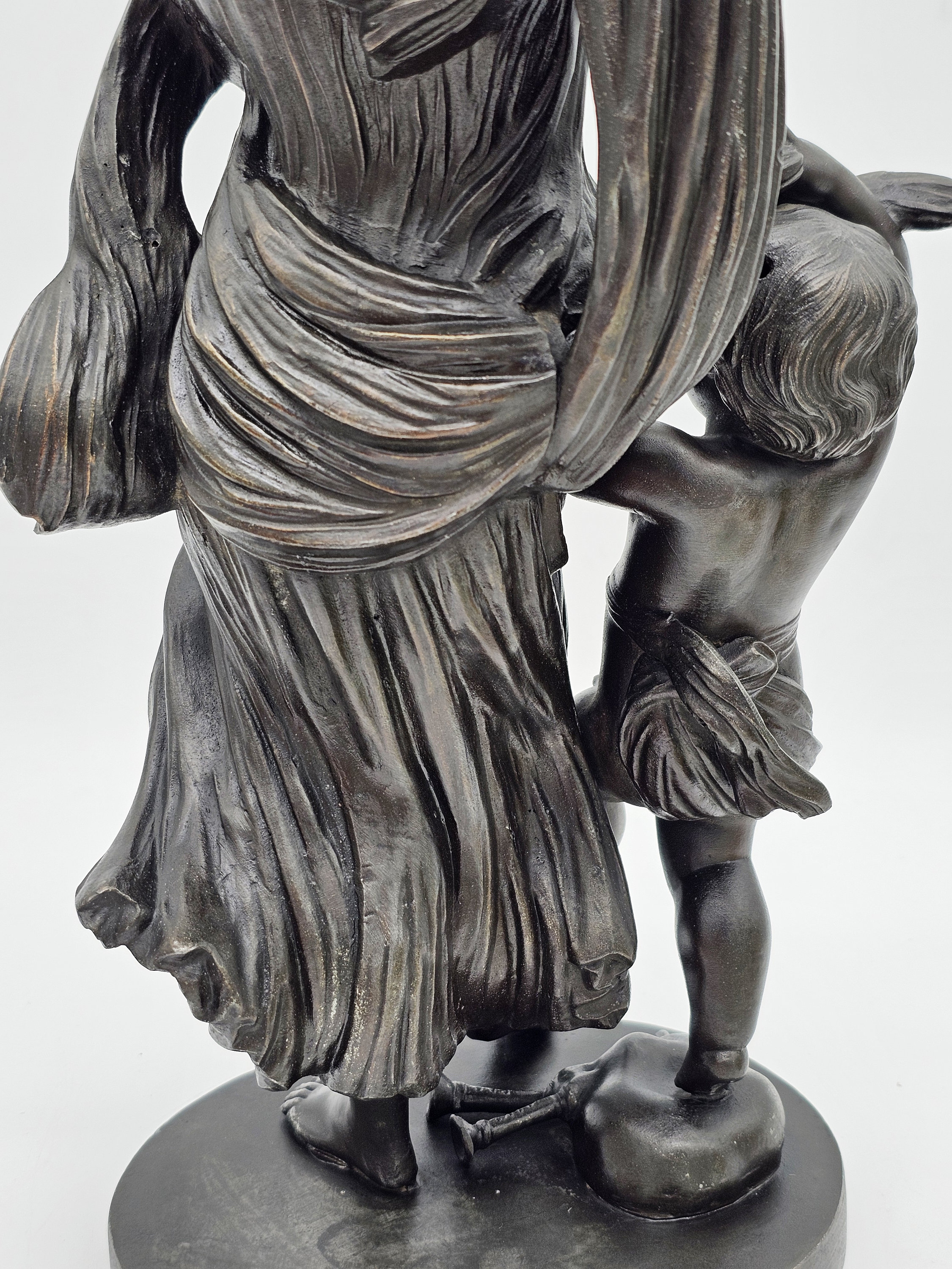 Antique Classical Cast Metal Statue Sculpture Maiden and Child Bronze ...