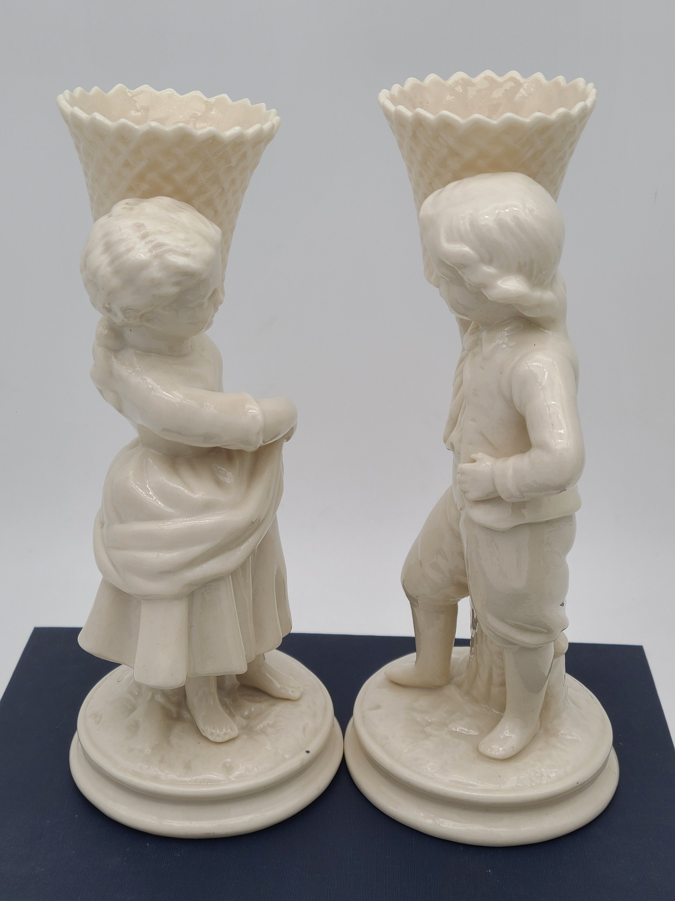 Vintage Pair of Belleek Ireland Porcelain Boy and Girl With Baskets ...