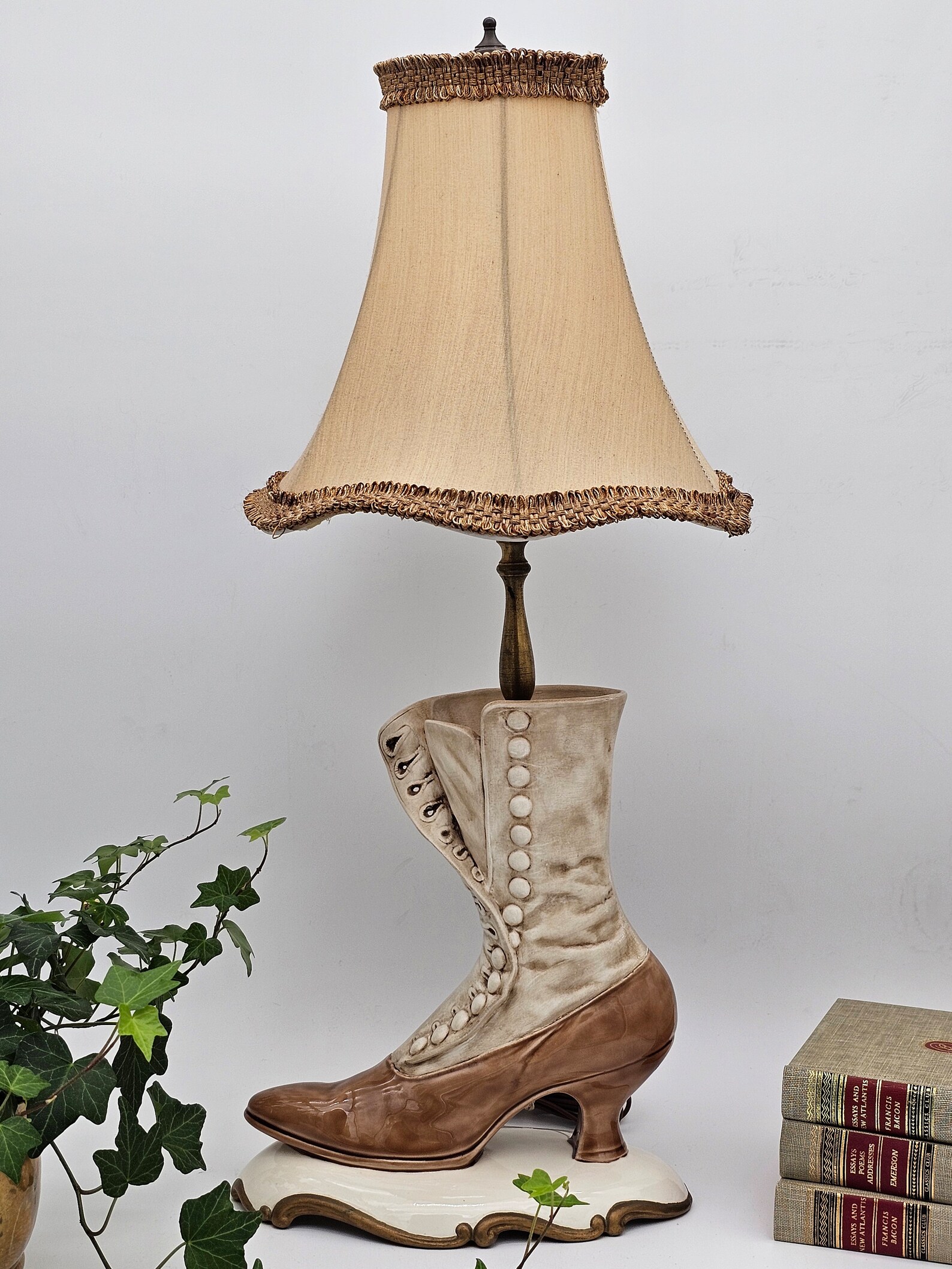 Vintage Ceramic High Heel Victorian Boot Lamp Atlantic Mold Rare - Etsy